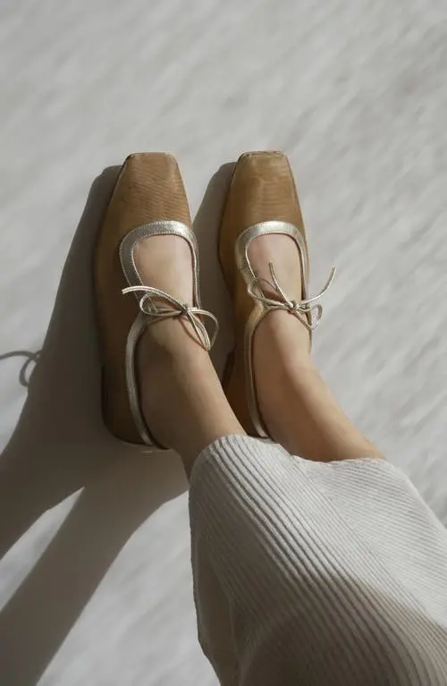 ANDREA GOMEZ Amelia Clear Mesh Ballet Flat - Gold