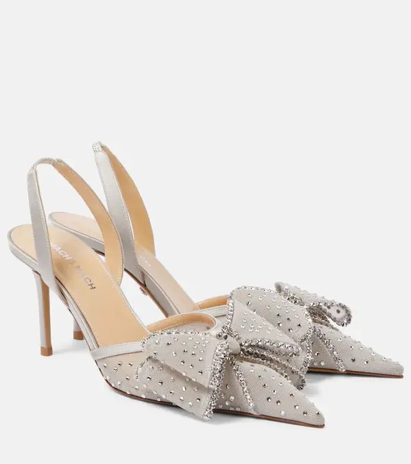 Mach & Mach Le Cadeau 85 Embellished Slingback Pumps - Grey