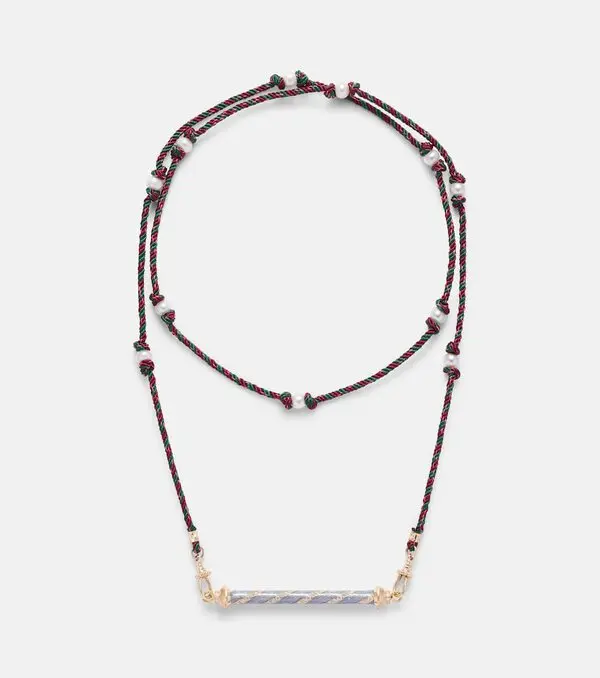 MARIE LICHTENBERG Candy Cane 18kt Necklace With Diamonds And Enamel - Gold