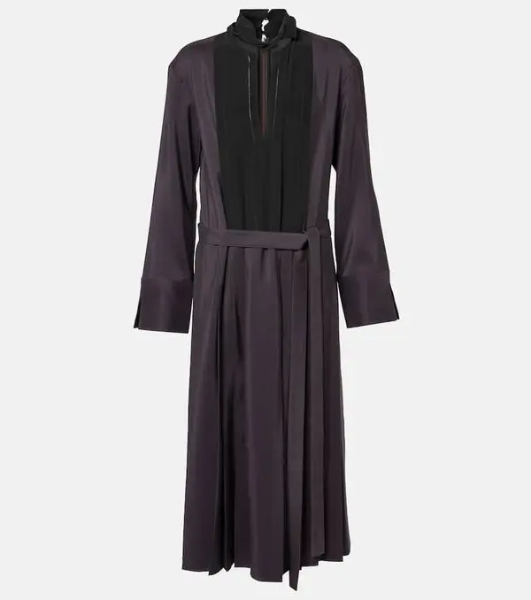 JOSEPH Pleated Wool And Silk Midi Dress