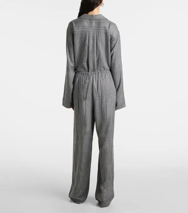 TOTEME Monogram Flannel Pajama Pants - Grey