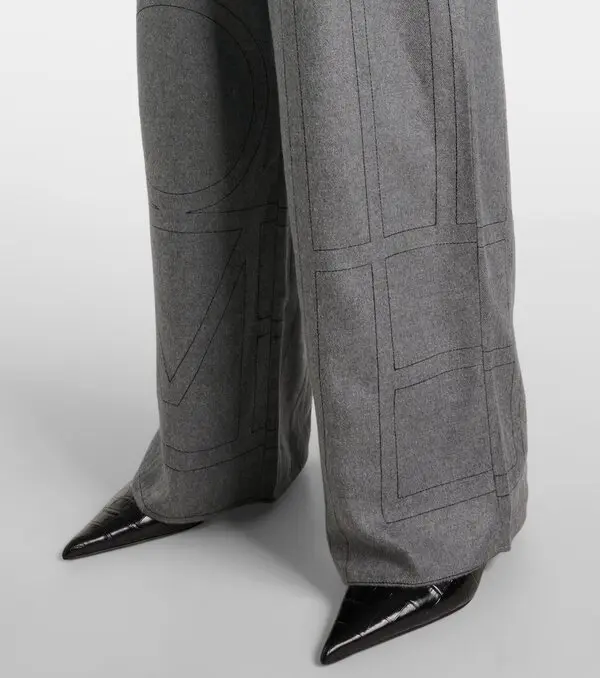 TOTEME Monogram Flannel Pajama Pants - Grey