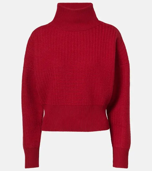 Max Mara Bessica Wool And Cashmere Striped Turtleneck Sweater - Red