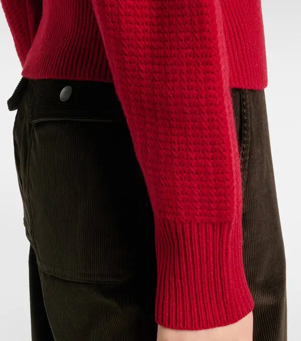 Max Mara Bessica Wool And Cashmere Striped Turtleneck Sweater - Red