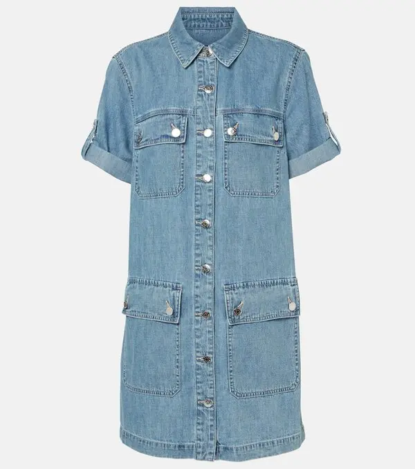 Veronica Beard Warren Denim Shirt Dress - Blue
