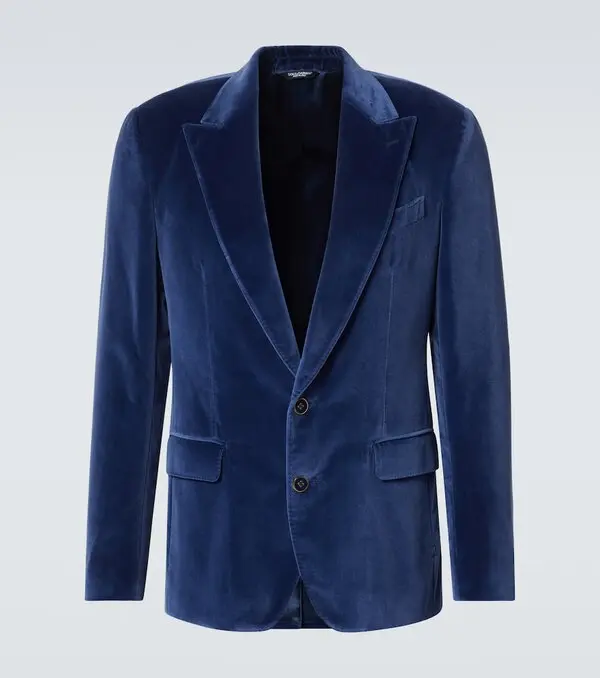 Dolce & Gabbana Cotton Velvet Blazer - Blue