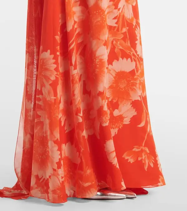 Erdem Caped Floral Silk Gown