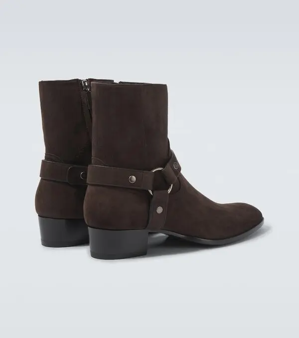 Saint Laurent Wyatt Harness 40 Biker Boots - Brown