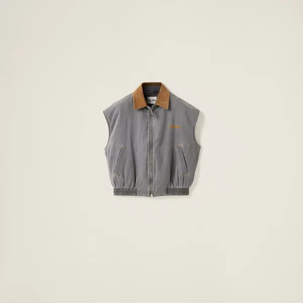 Miu Miu Washed Chambray Blouson Vest