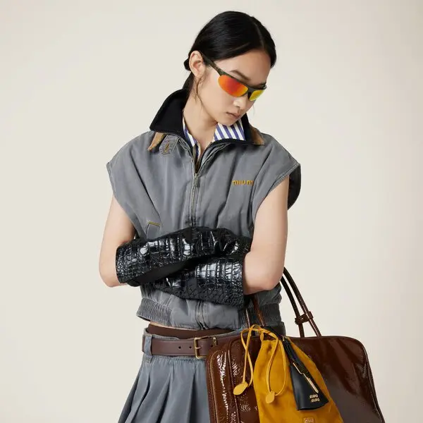 Miu Miu Washed Chambray Blouson Vest