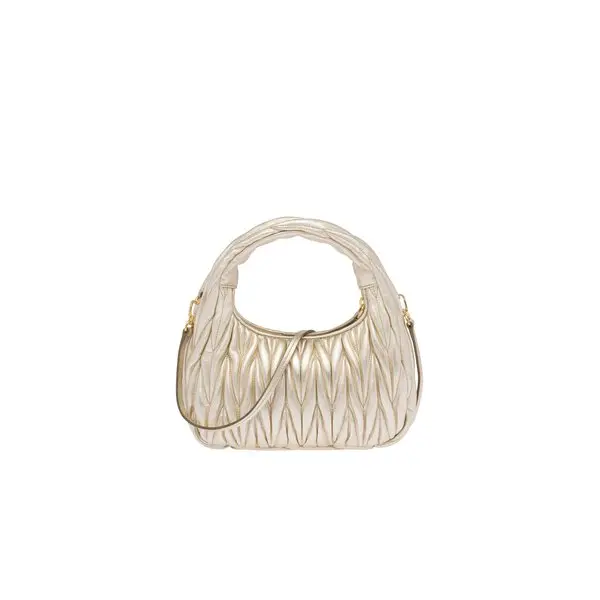 Miu Miu Wander Matelassé Nappa Leather Hobo Bag - Pyrite