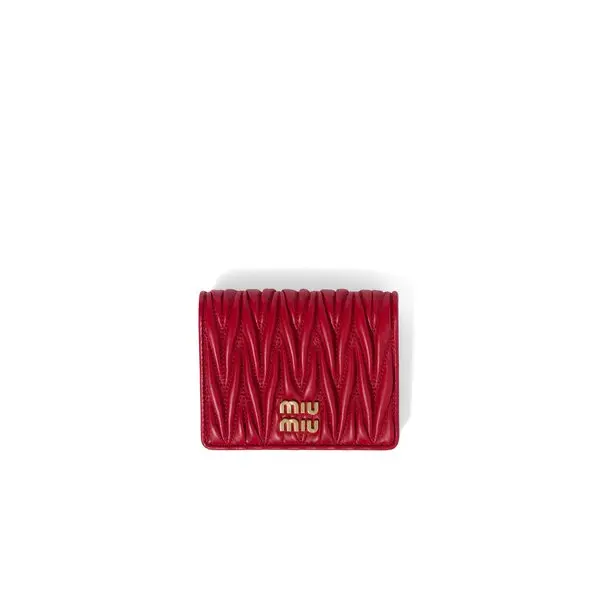 Miu Miu Small Matelassé Nappa Leather Wallet - Red