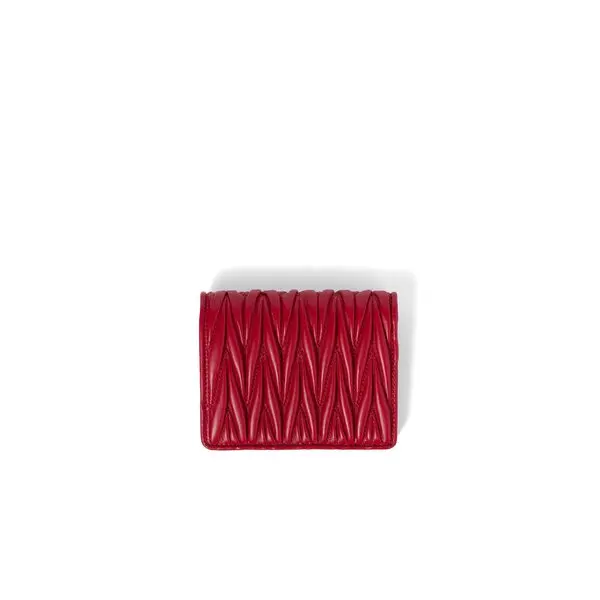 Miu Miu Small Matelassé Nappa Leather Wallet - Red