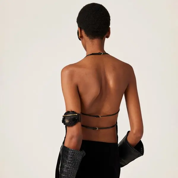 miu miu leather dress Black Nappa Leather Mini-dress | Miu Miu