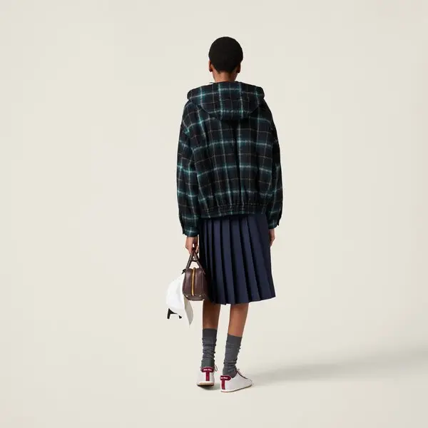 Miu Miu Plaid Hooded Jacket