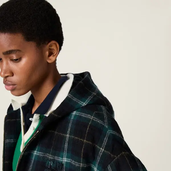 Miu Miu Plaid Hooded Jacket