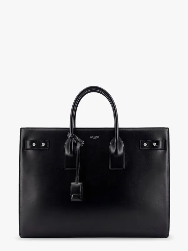 Saint Laurent Leather Handbag With Logo - Black