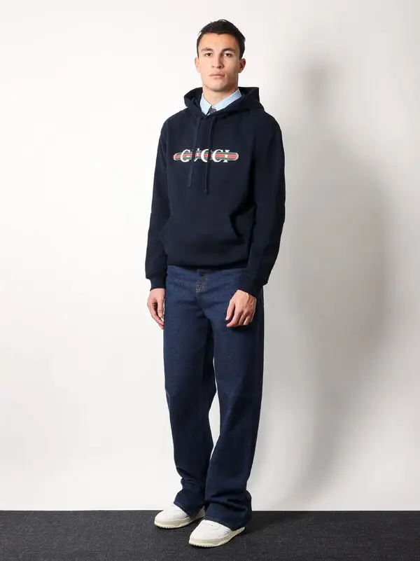 Gucci Cotton Sweatshirt With Web Print