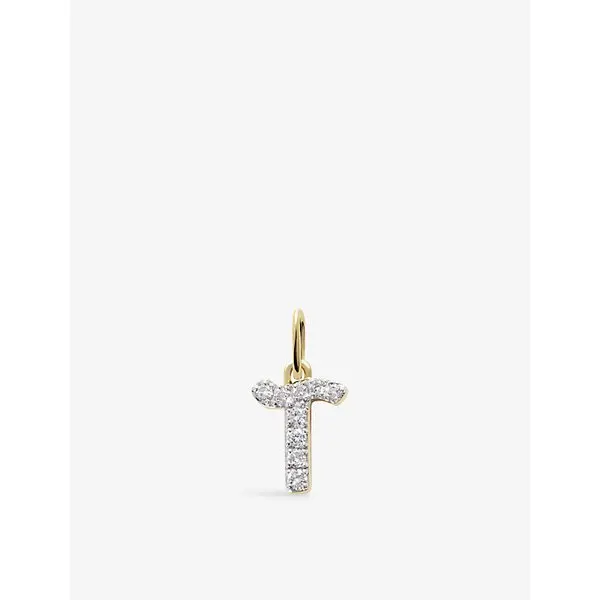 Monica Vinader T Letter Charm - Yellow Gold