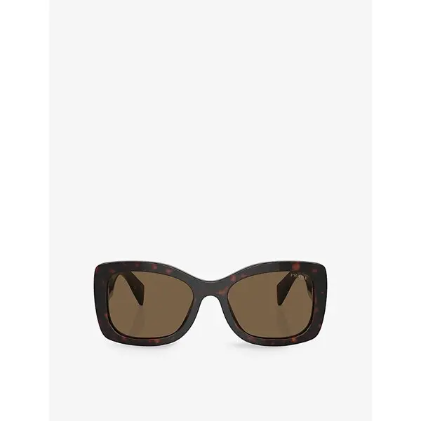 Prada Oval-frame Acetate Sunglasses - Brown