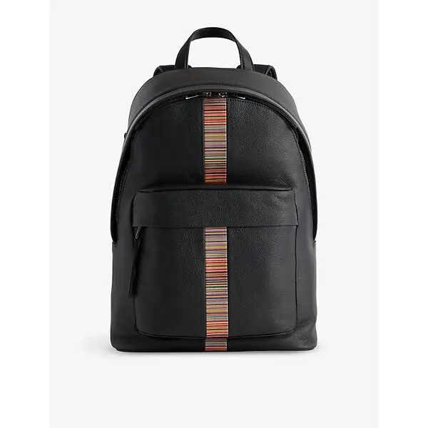 Paul Smith Signature Stripe Leather Backpack - Black