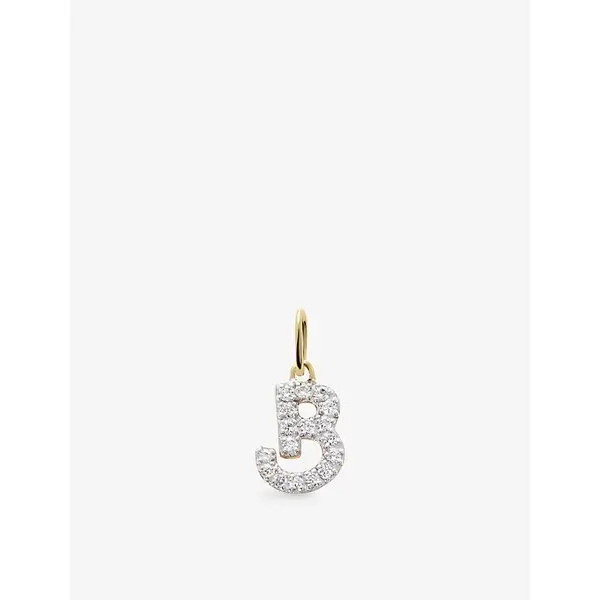 Monica Vinader 14ct Yellow-gold And Lab-grown Diamond 'b' Charm - Yellow Gold