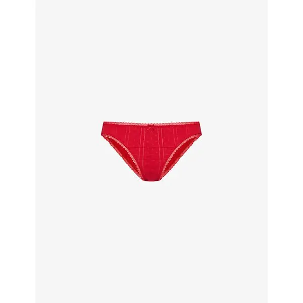 COU COU The High Rise Cut-out-pattern Cotton Briefs - Cherry Red
