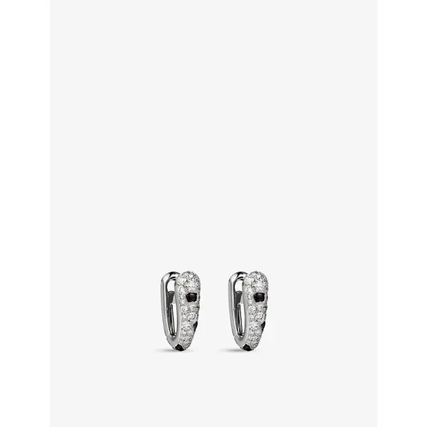 CARTIER Panthère De 18ct White-gold, 0.68ct Diamond And Onyx Earrings - White Gold