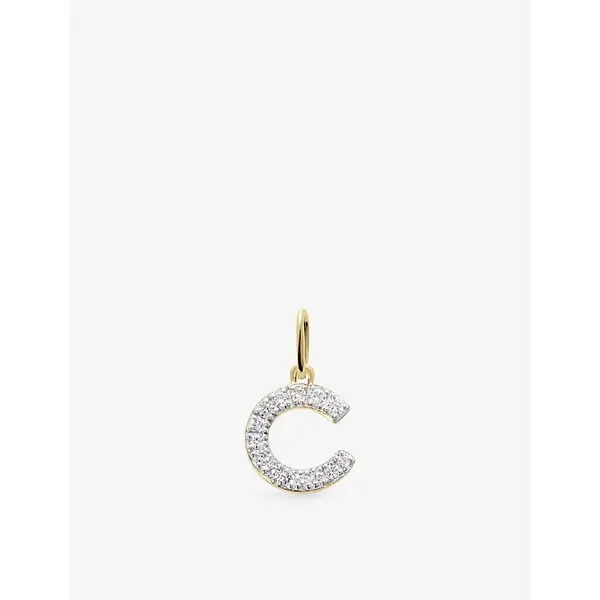 Monica Vinader C Letter Diamond Charm - Yellow Gold