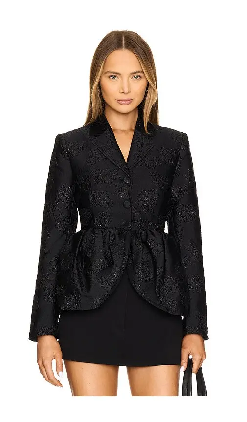 ROTATE BY BIRGER CHRISTENSEN Jacquard Draped Blazer