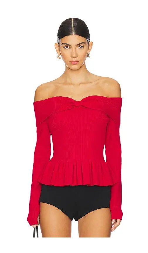 525 America 525 Morgan Off Shoulder Peplum Top In Red