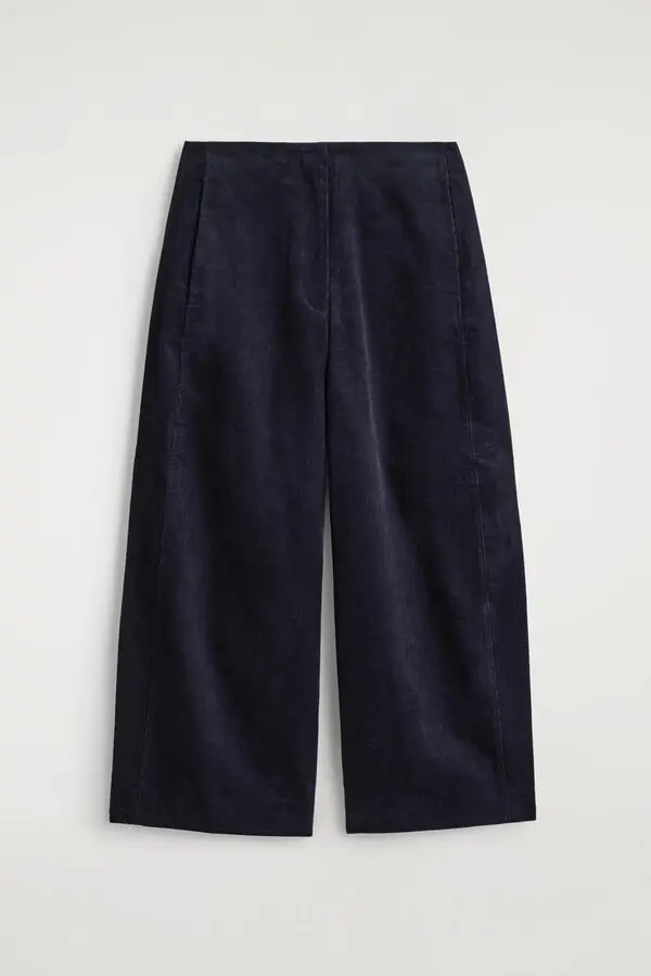 Cos Corduroy Barrel-leg Trousers - Navy