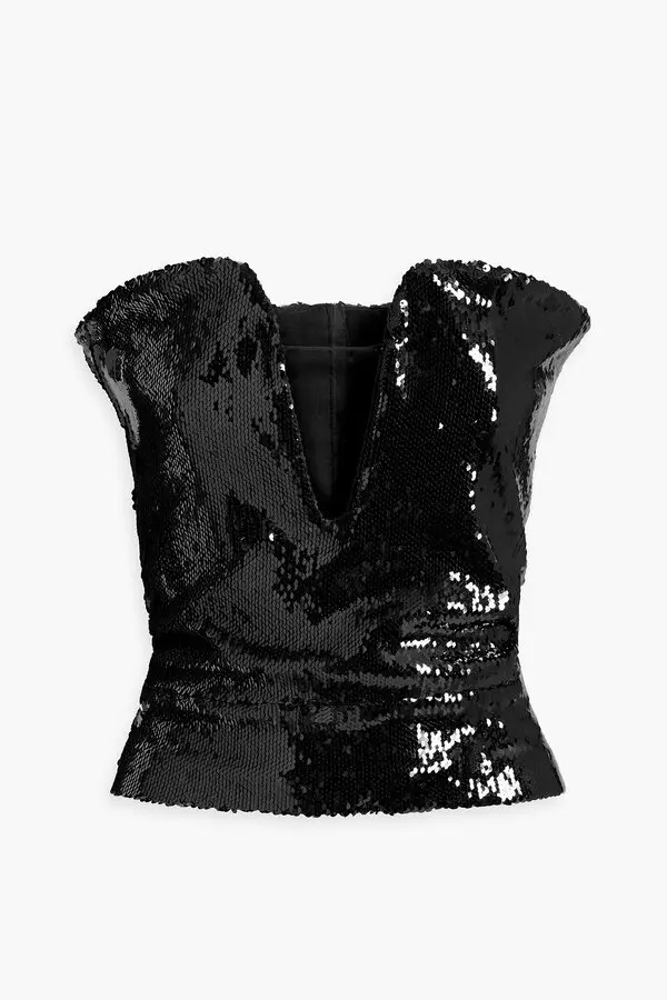 Isabel Marant Étoile Mandy Sequined Bustier Top - Black