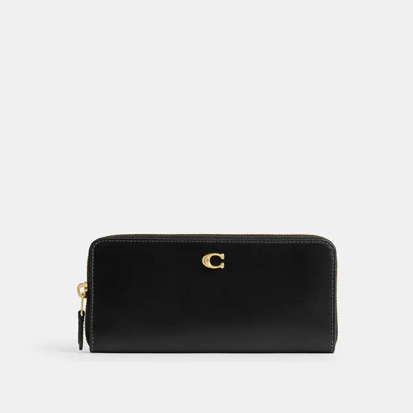 COACH Essential Slim Accordion Zip Wallet - Brass/black