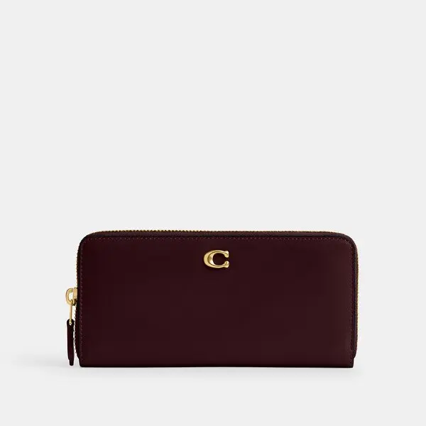 COACH Essential Slim Accordion Zip Wallet - Brass/merlot