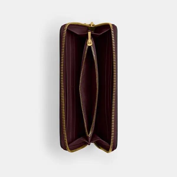 COACH Essential Slim Accordion Zip Wallet - Brass/merlot