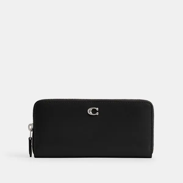 COACH Essential Slim Accordion Zip Wallet - Silver/black