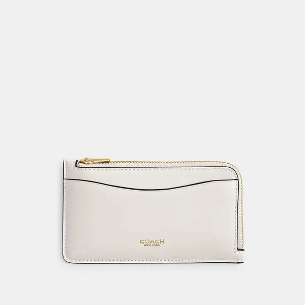 COACH New York Zip Card Case - Brass/chalk