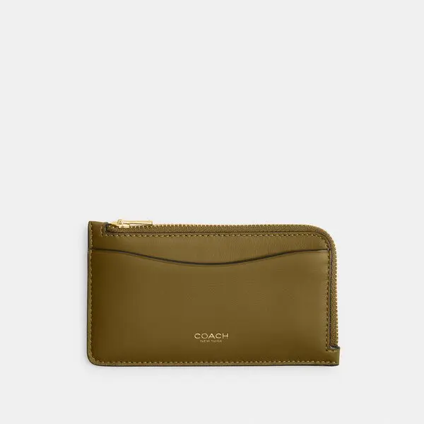 COACH New York Zip Card Case - Brass/muted Olive