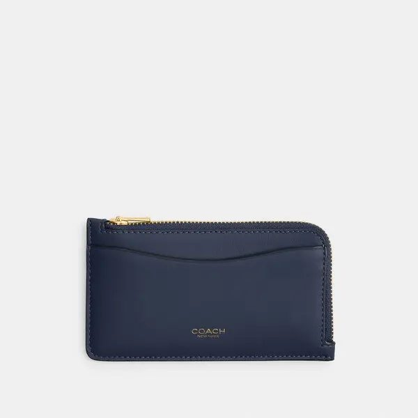 COACH New York Zip Card Case - Brass/navy
