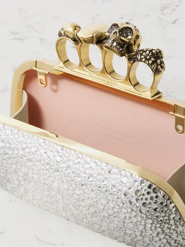 Alexander McQueen Skull Knuckle Embellished Clutch - Silver