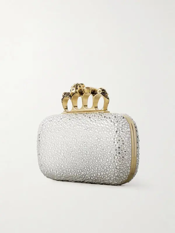 Alexander McQueen Skull Knuckle Embellished Clutch - Silver
