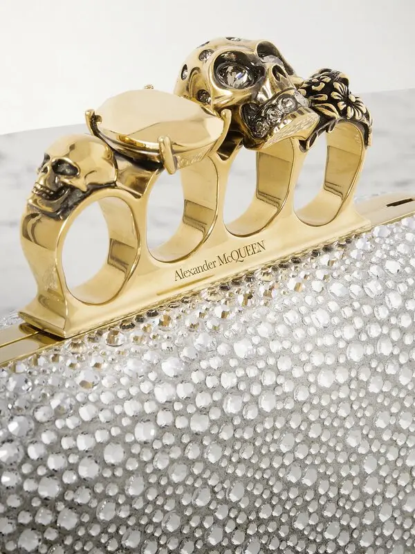 Alexander McQueen Skull Knuckle Embellished Clutch - Silver