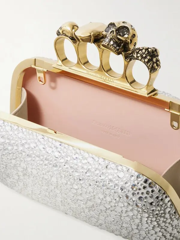 Alexander McQueen Skull Knuckle Embellished Clutch - Silver