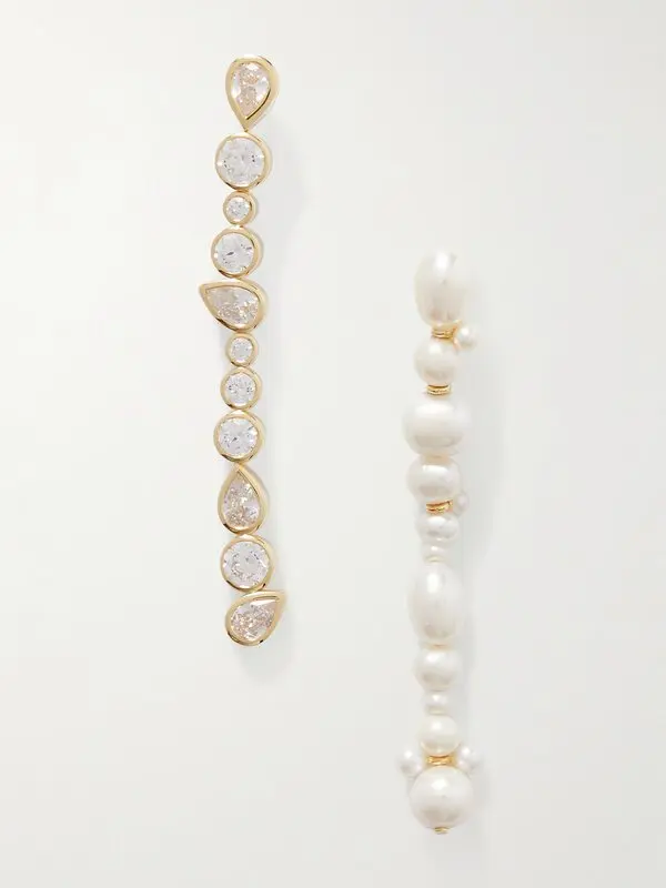 Completedworks Recycled Vermeil, Cubic Zirconia And Pearl Earrings - Gold