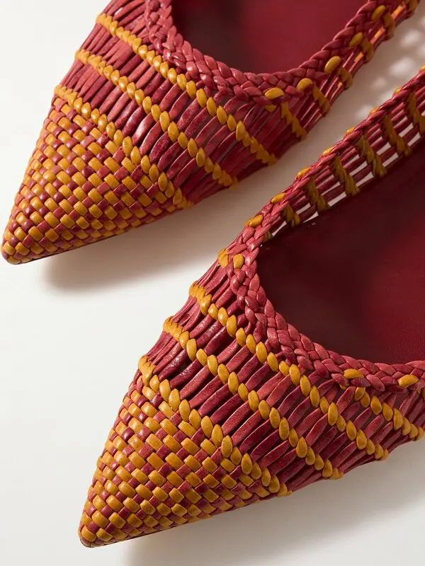 Gabriela Hearst Milos Woven Leather Ballet Flats - Pink