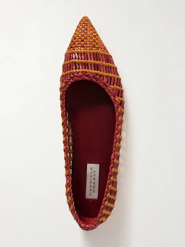 Gabriela Hearst Milos Woven Leather Ballet Flats - Pink