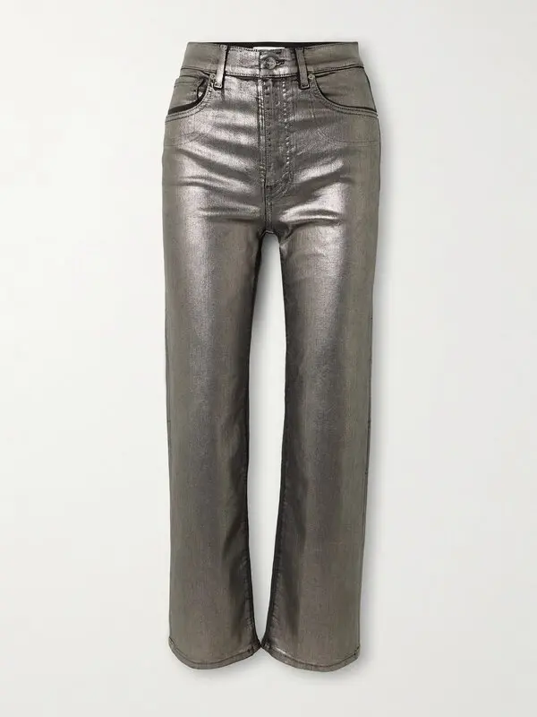FRAME Le Sleek Metallic Coated Straight-leg Jeans - Gray