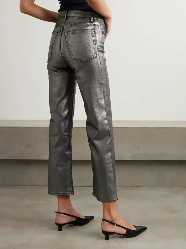 FRAME Le Sleek Metallic Coated Straight-leg Jeans - Gray