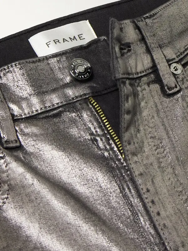FRAME Le Sleek Metallic Coated Straight-leg Jeans - Gray